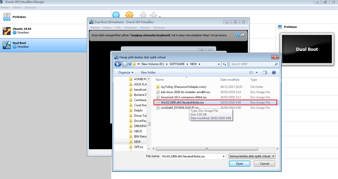 Cara Instal Dual Boot dari VirtualBox Terbaru 2020 - SENANG BERBAGI