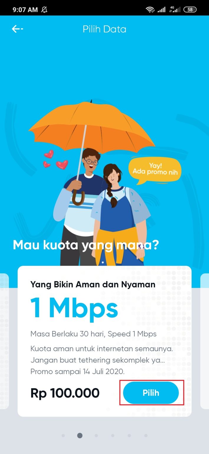 Cara Membeli Promo Paket byU Unlimited Speed 1MB 30 hari