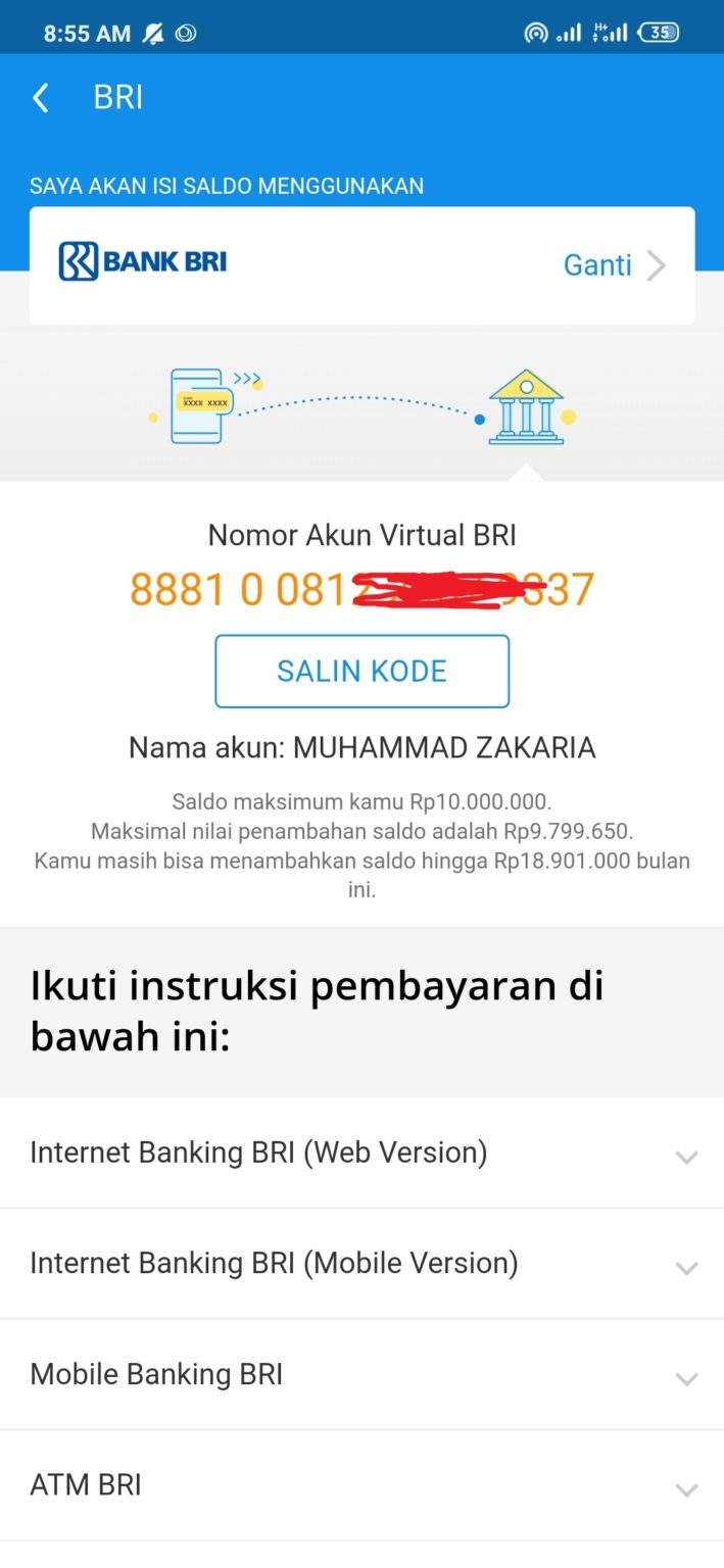 Cara Topup dan Kirim Saldo Dana dari Bank BRI - SENANG BERBAGI